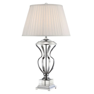 Lite Source Table Lamp, Chrome, White Pleated Fabric Shade ...