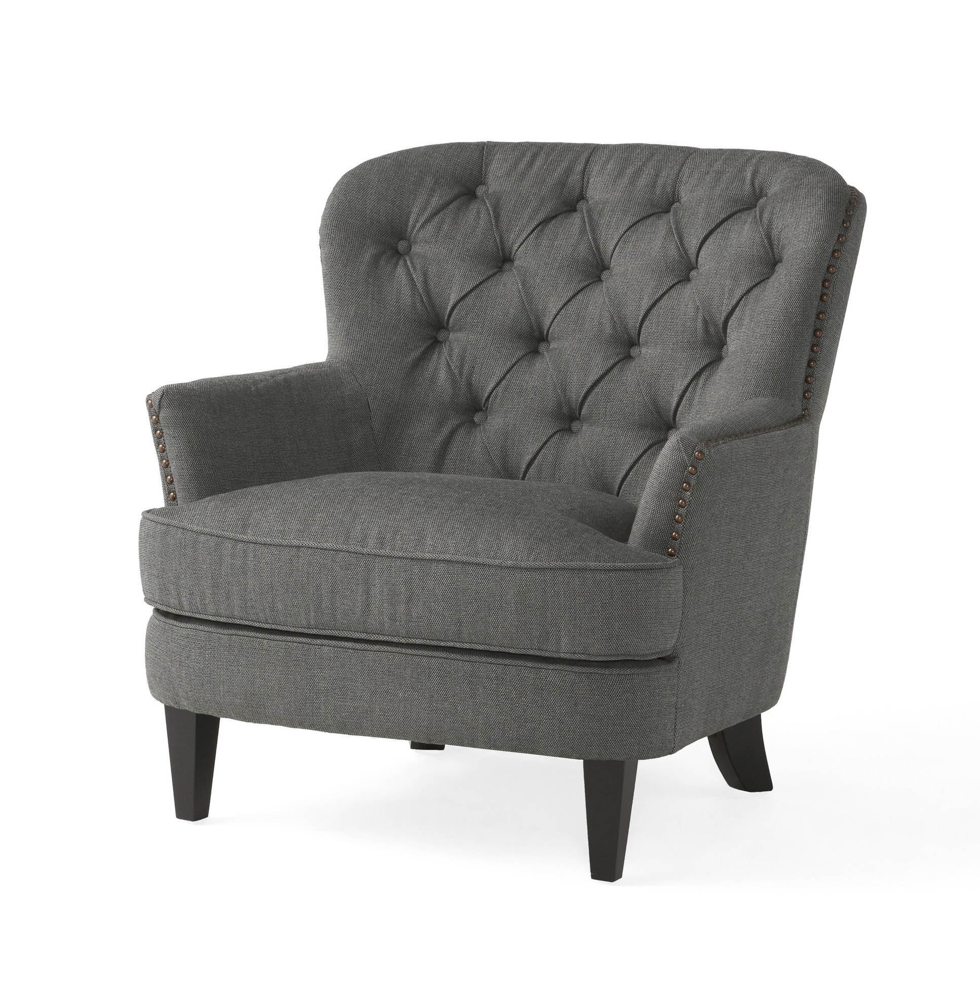 GDF Studio Teton Gray Fabric Club Chair and Ottoman - Transitional ...