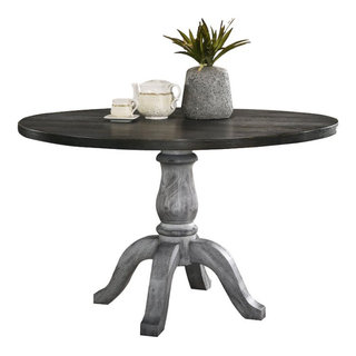 Iris Round Pedestal Wood Dining Table - Contemporary - Outdoor Dining ...