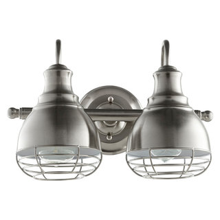 Arbor 2-Light Vanity Fixture, Satin Nickel - Beach Style - Bathroom ...