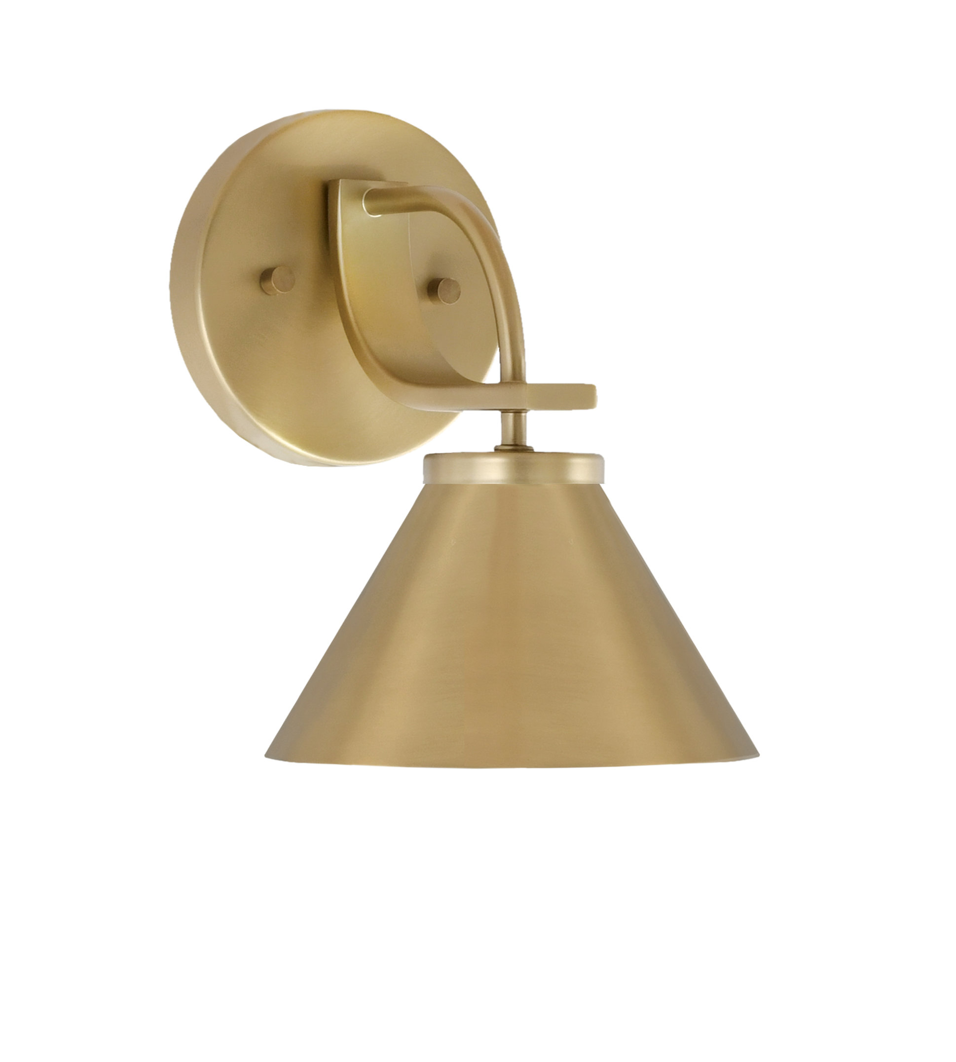 Cavella Wall Sconce, New Age Brass Finish, 7" New Age Brass Cone Metal ...