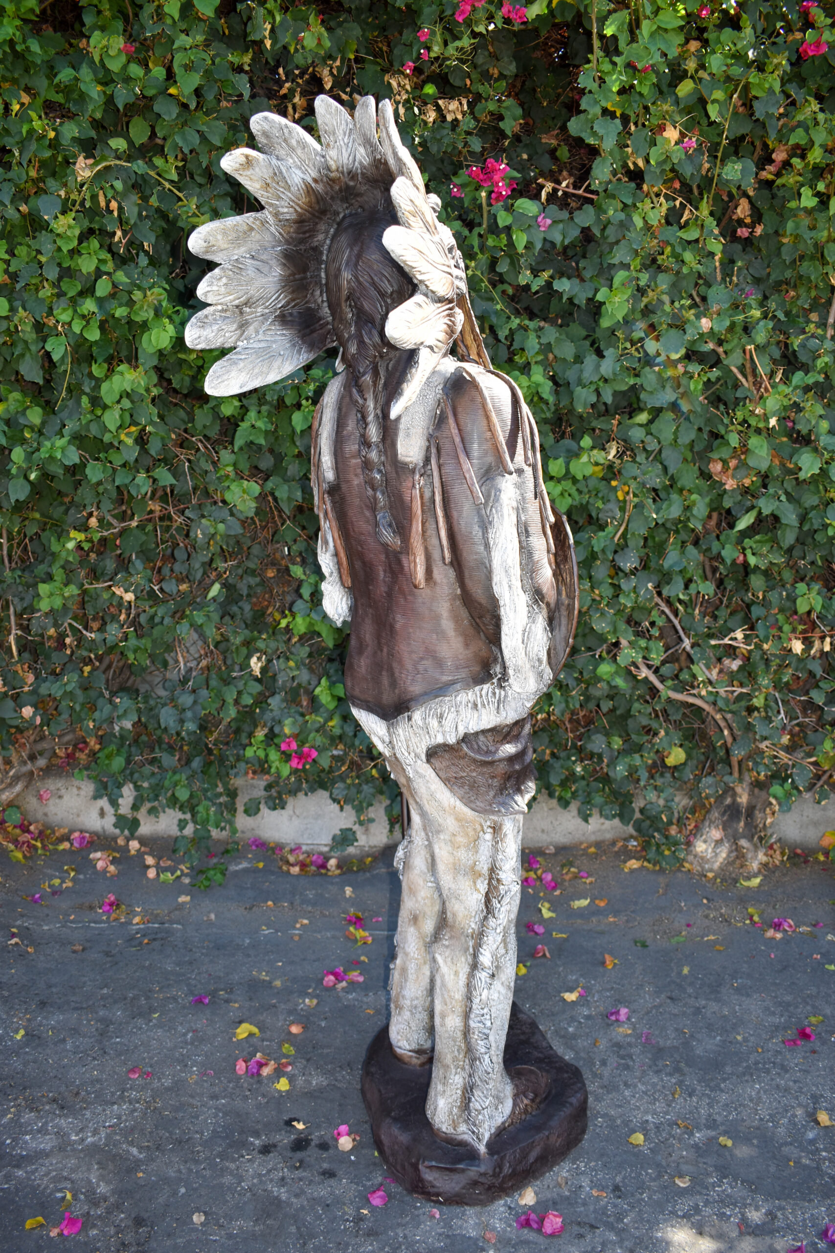 Indian Chief Green and Brown Patina Detailed Bronze Statue 42" x 24" x ...