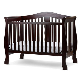 Benzara Wooden 4 in 1 Convertible Crib with Slatted Pattern, Cherry ...