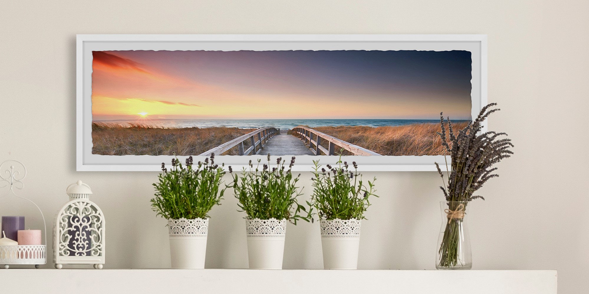 "Best Sunset" Framed Painting Print, 45"x15" - Beach Style - Prints And ...