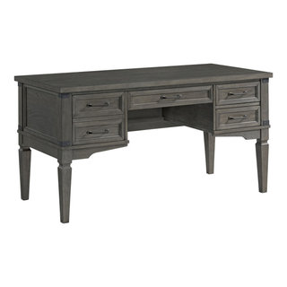 Foundry 60" Wide Half Ped Desk, Brushed Pewter - Traditional - Desks ...