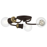 Bromley 3 Light Bronze With Antique Brass Accents Flush Mount ...