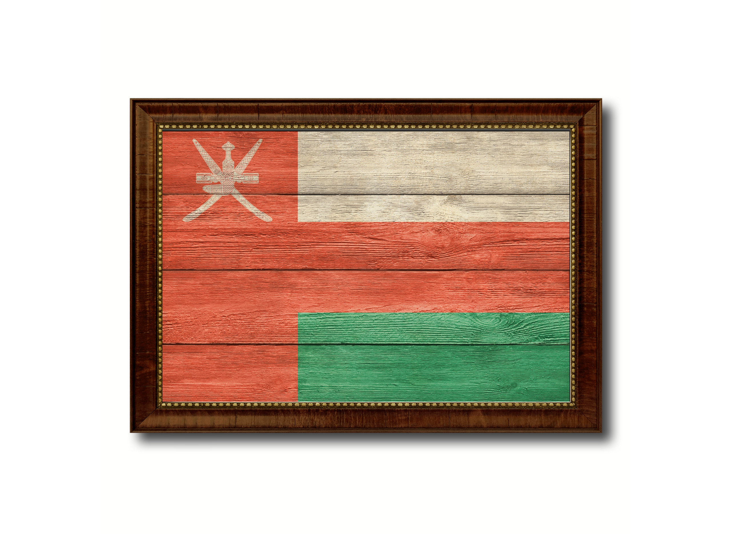 Oman Country Textured Flag Print With Brown Gold Frame, 23" X 33 ...