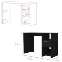 Arlington Computer Desk with Drawer, 2 Open Storage Shelves and Legs ...