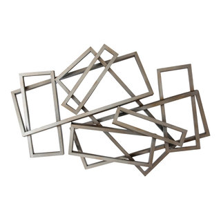 Industrial Metal Rectangles Wall Dcor - Silver - Industrial - Metal ...