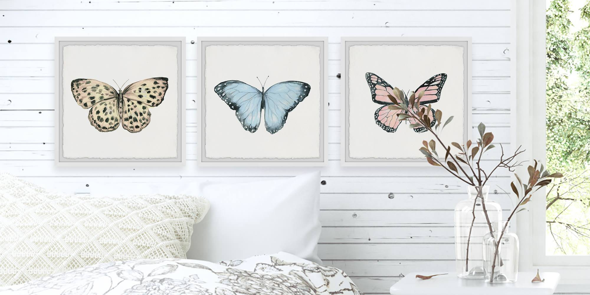 Colorful Butterflies Triptych, 96"x32" - Contemporary - Wall Accents ...