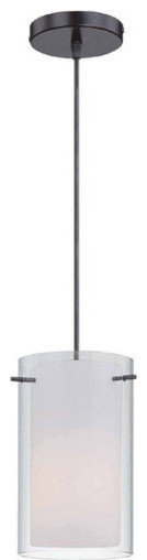 Lite Source Pendant Lamp, Black with Frost Inner and Clear Outer Glass ...