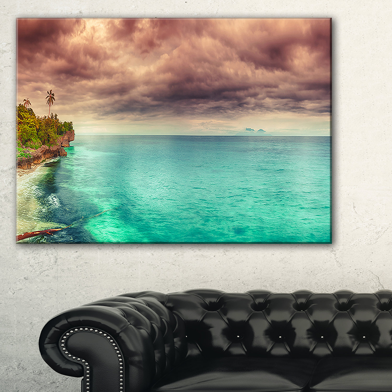 "Green Sunset Panorama View" Seascape Photo Canvas Art Print, 40"x20 ...
