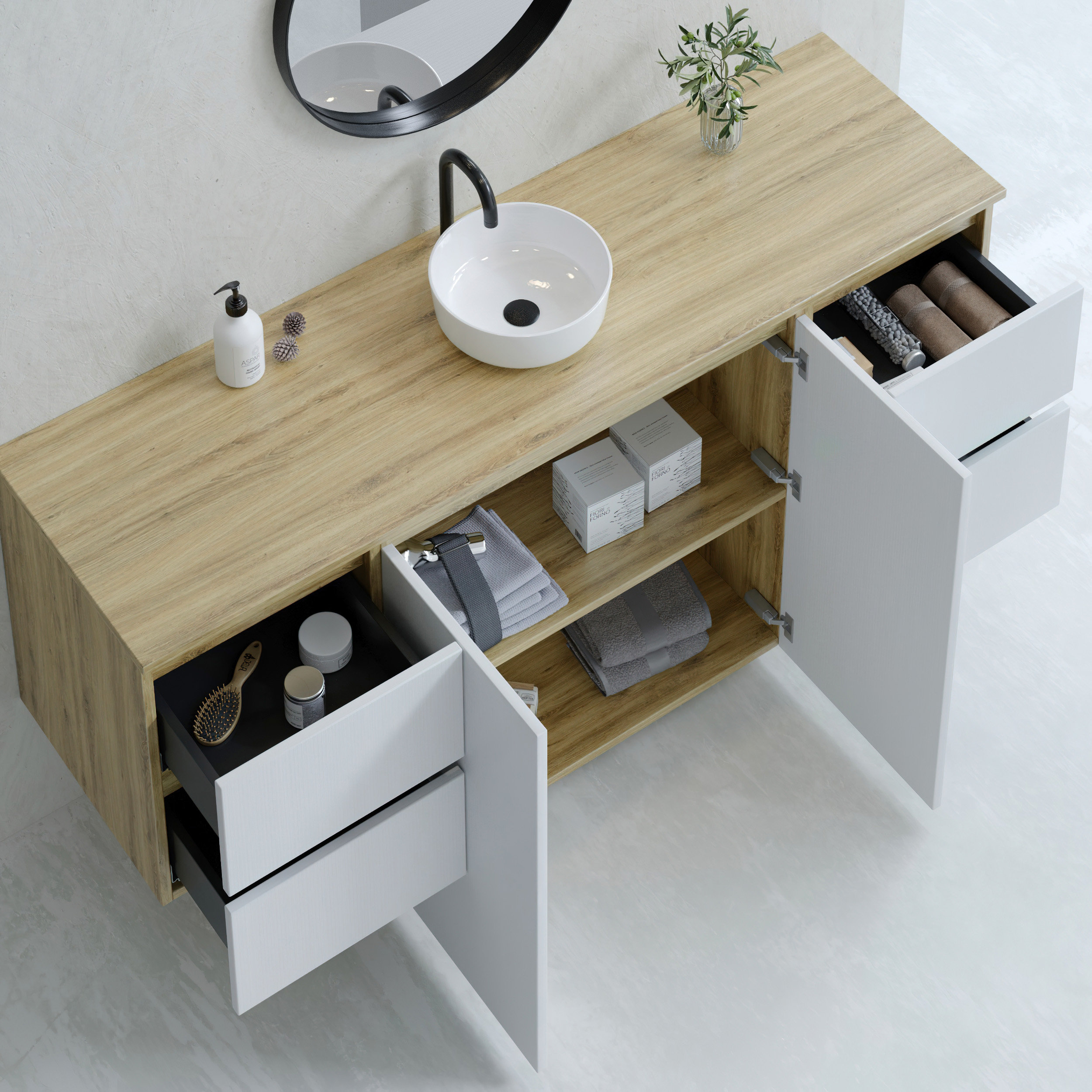 Indiana Vanity Cabinet, 64" Ginger and White - Contemporary - Bathroom ...