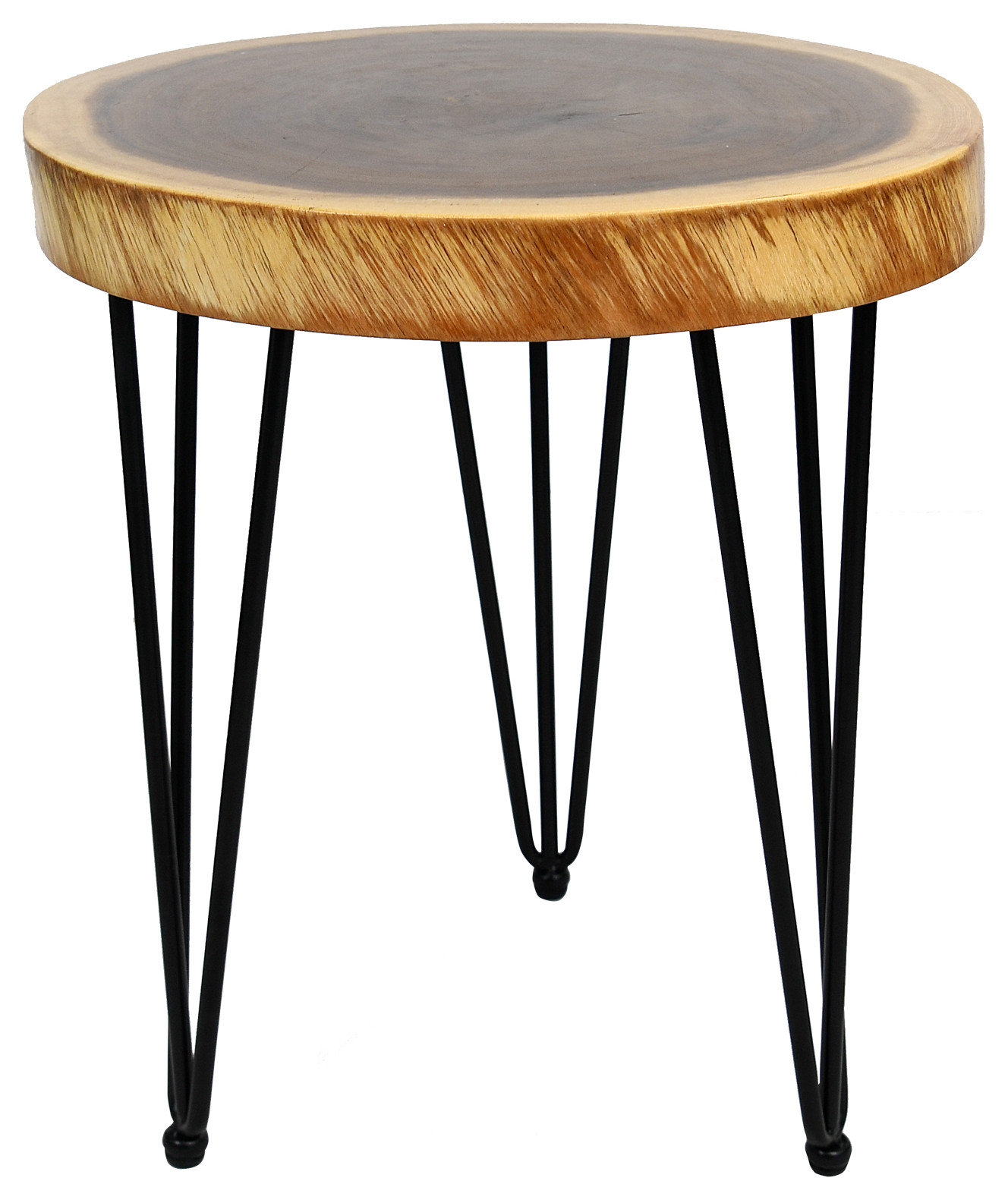 Suar Wood Round Table, 17.7"x17.7"x20.5" - Rustic - Side Tables And End ...