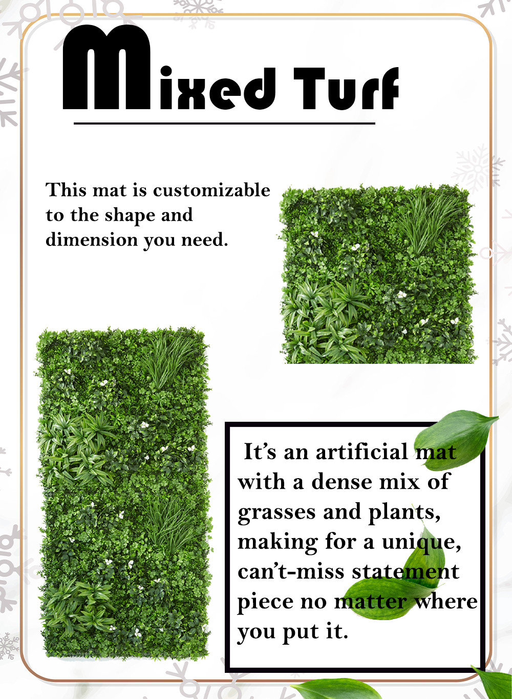 Mixed Green Mat, Sold Individually, Measures 39" by 39" - Modern ...