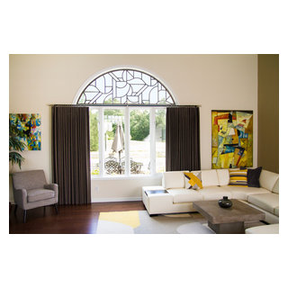 Tableaux grill for the arch window and functional panels for a ...