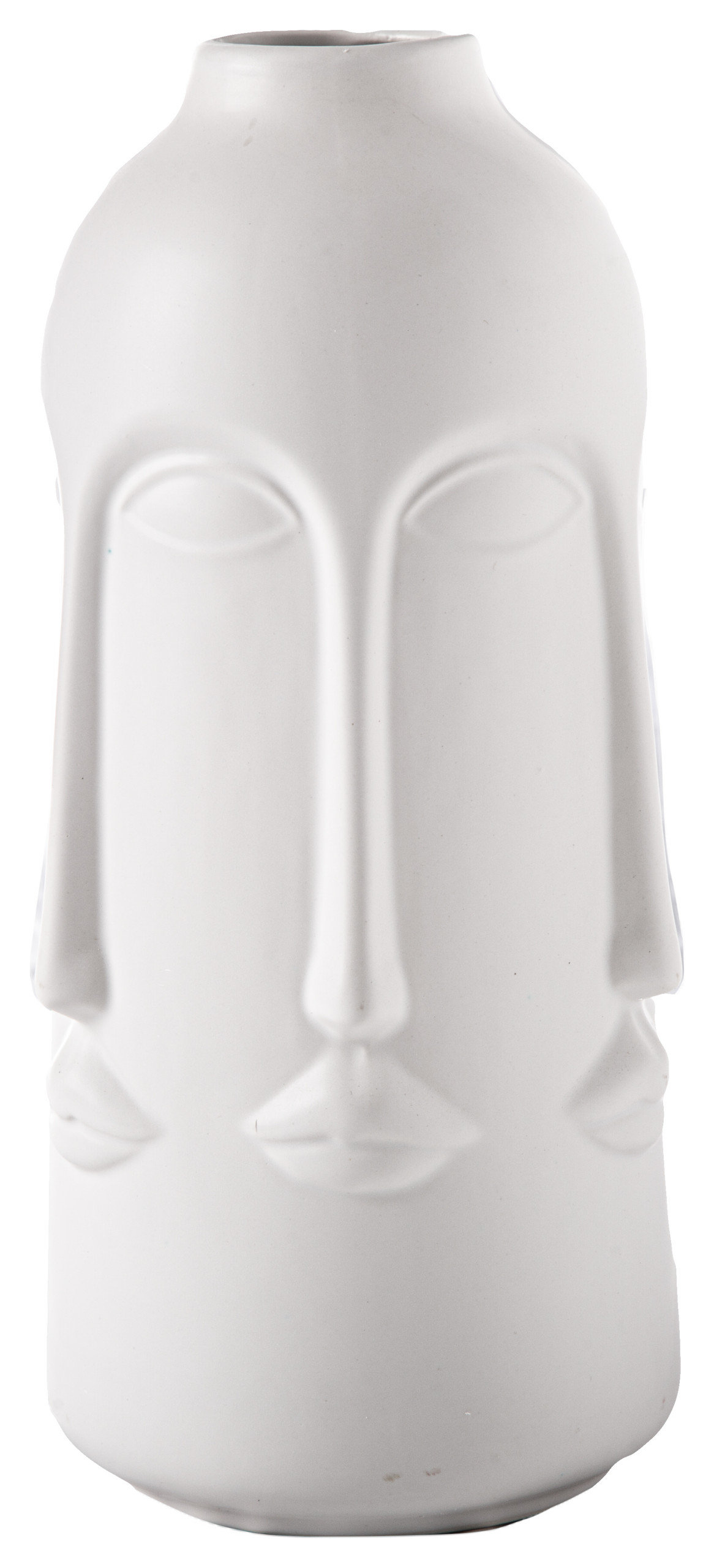 Round Ceramic Vase with Multiface Design Body Matte White Finish ...