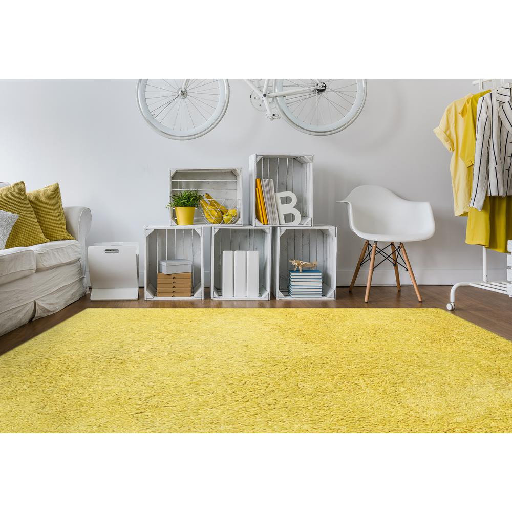 Illustrations Suma Yellow Polyester Shag Area Rug, 7'6"x9'6", 7'6"x9'6 ...