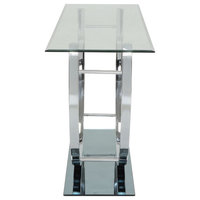 Stonecroft Furniture U Shaped Glass Top Console Table in Chrome - Contemporary - Console Tables ...