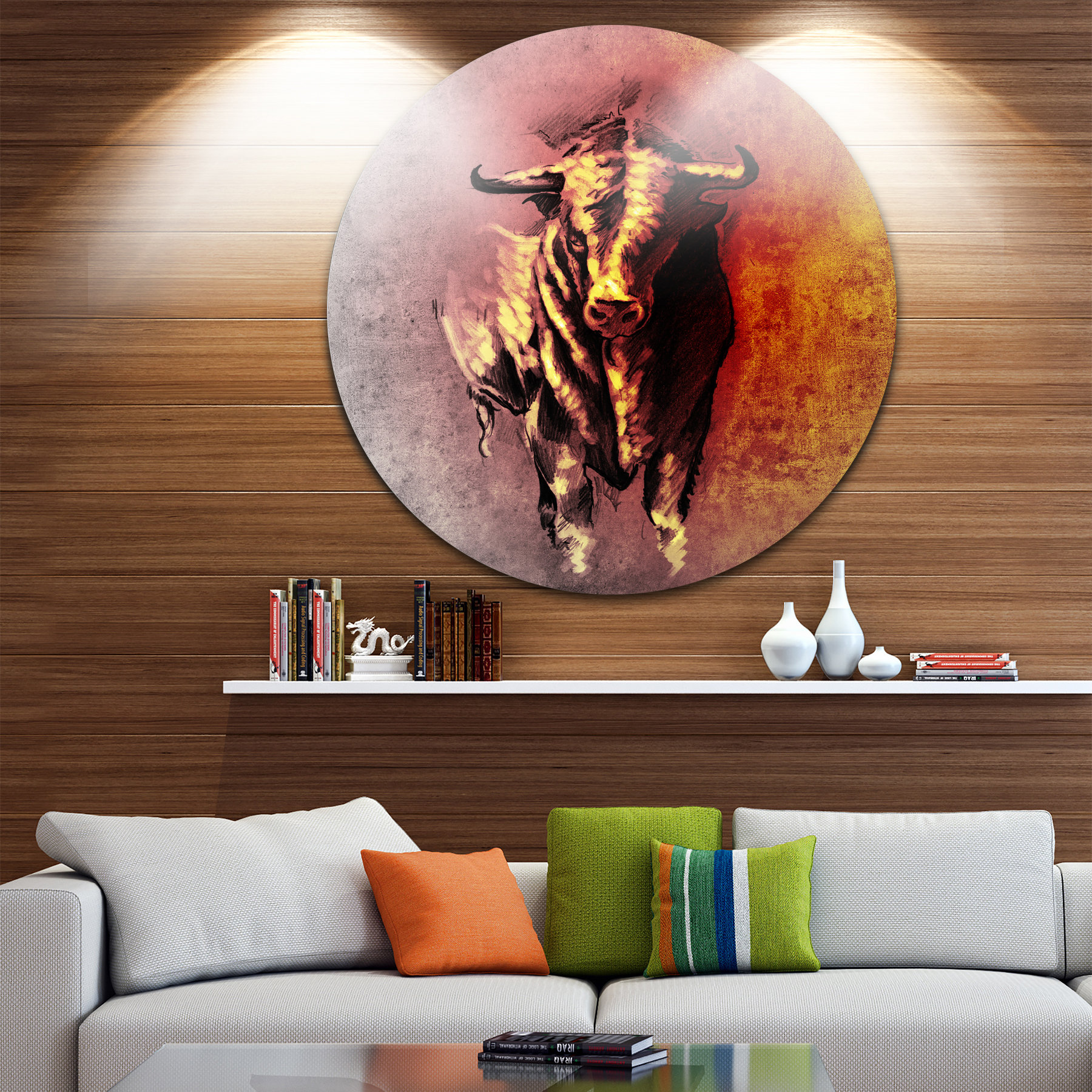 Spanish Bull Tattoo Sketch, Digital Art Disc Metal Artwork, Disc of 23 ...