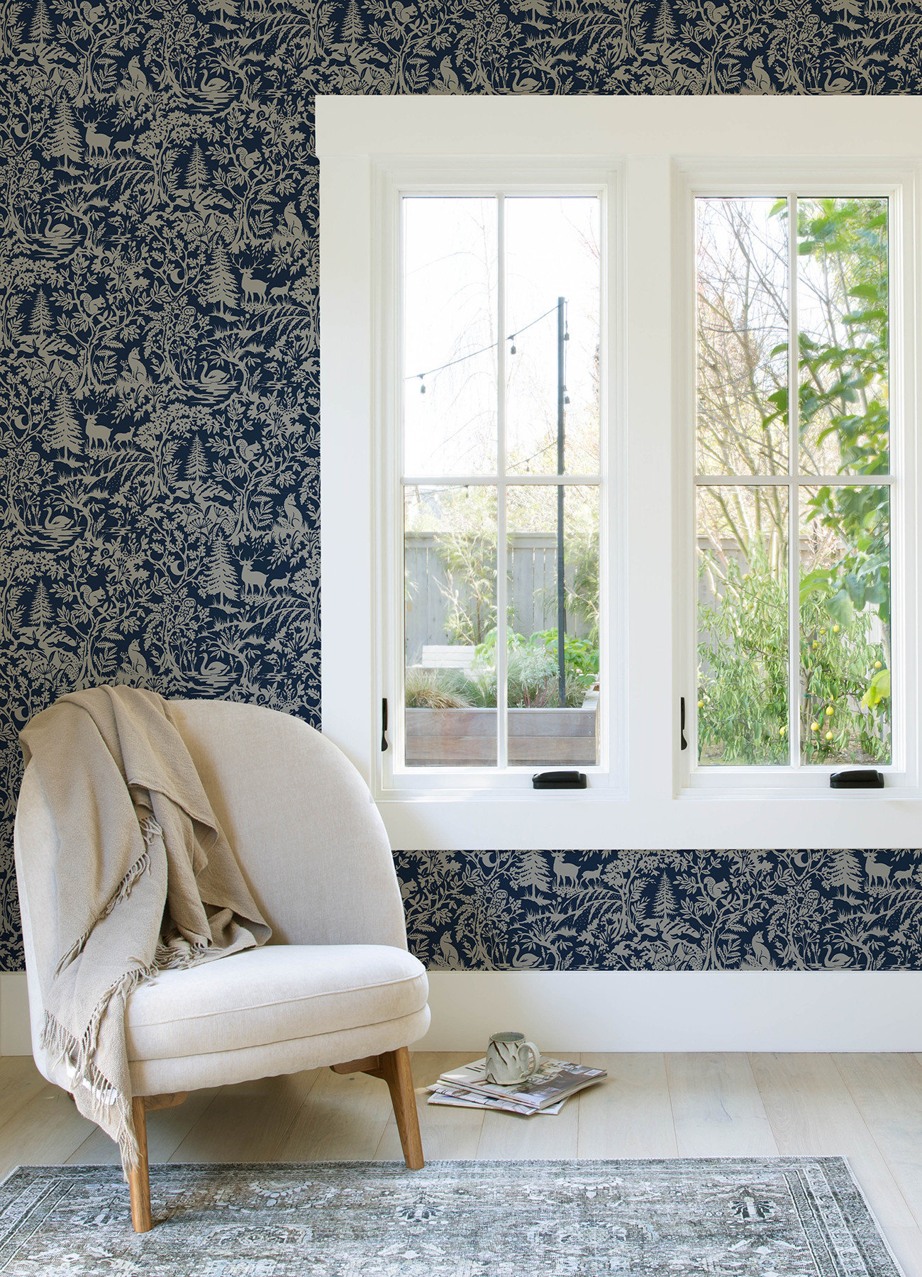 Alrick Navy Forest Venture Wallpaper, Swatch - Rustic - Wallpaper - by ...