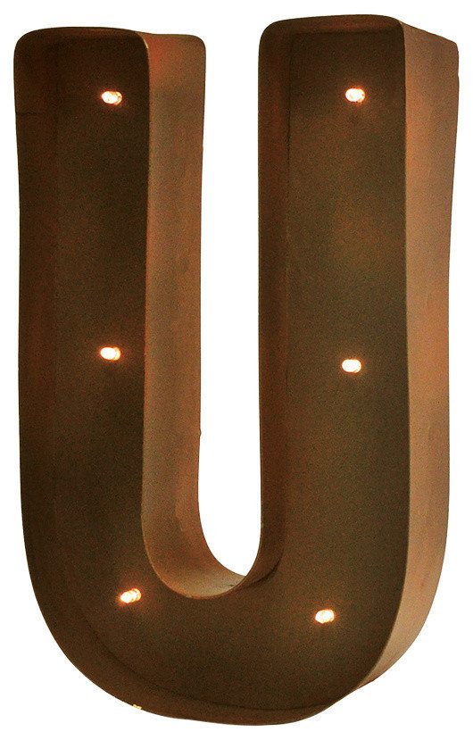 Rustic Vintage 11" Decorative LED Light Glow Letters - Rust Patina Aged ...