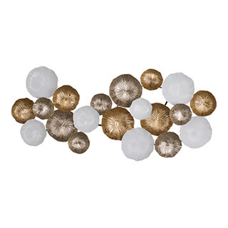 Retro Modern 39" Metallic and White Metal Wall Art - Contemporary ...