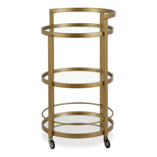 Hause 21'' Wide Round Bar Cart in Brass - Contemporary - Kitchen ...