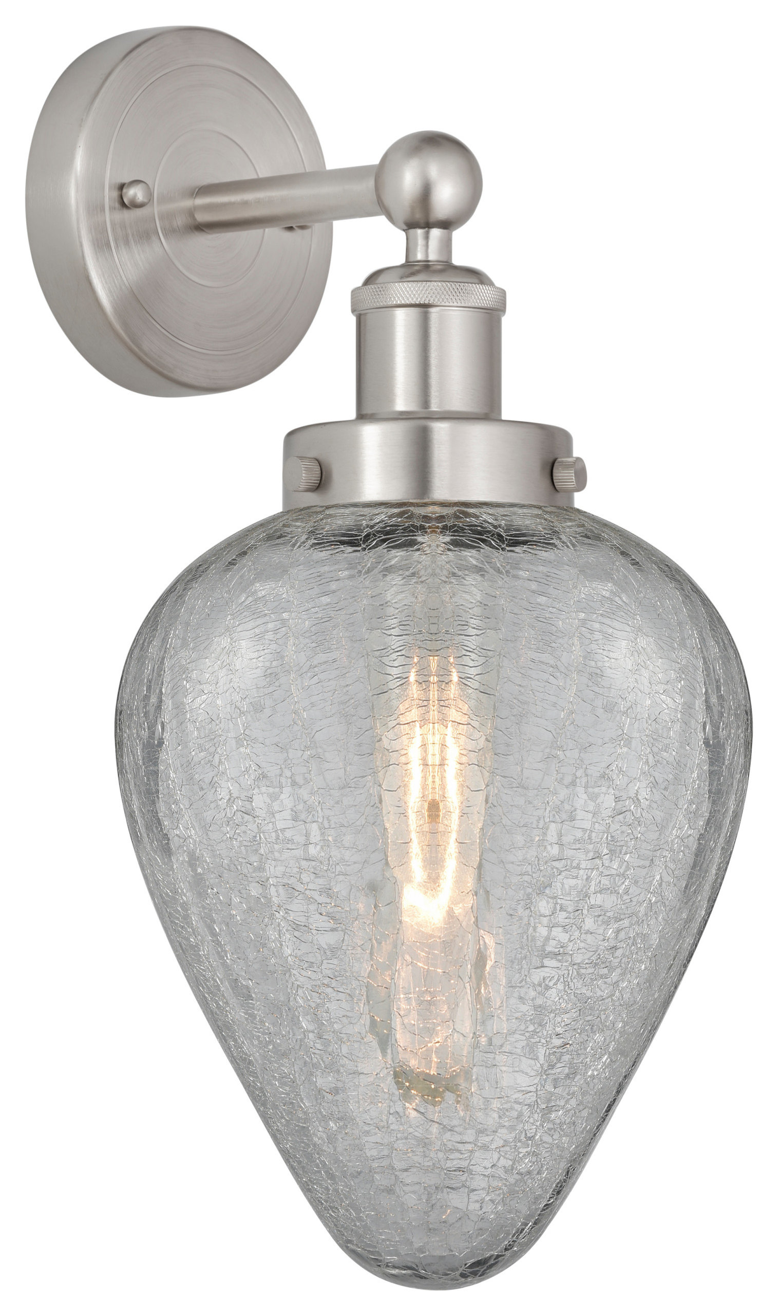 Edison Geneseo 6" Sconce, Brushed Satin Nickel, Clear Crackle Shade ...