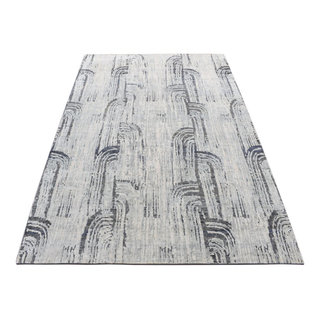 Mirage Gray THE CANE Pure Silk With Oxidized Wool Hand-Knotted Rug 5'x7 ...