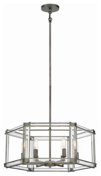 Minka Lavery 3856-756 Langen Square, 6 Light Chandelier, Pewter/Silver ...