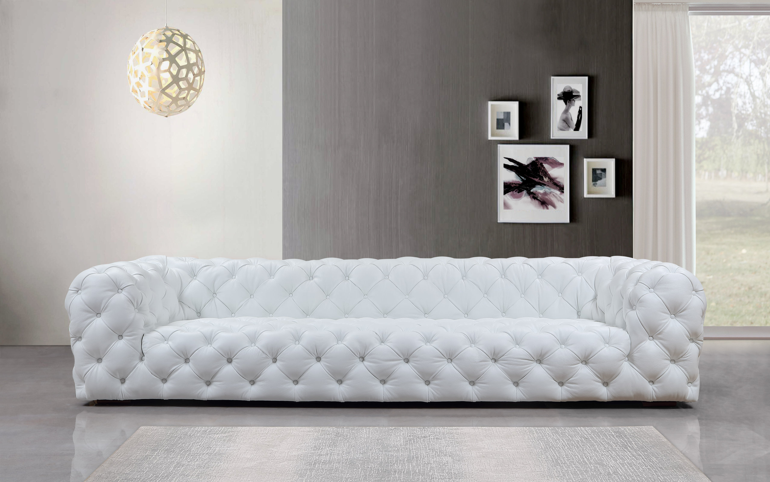 Divani Casa Dexter Transitional White Full Italian Leather 4 Seater ...