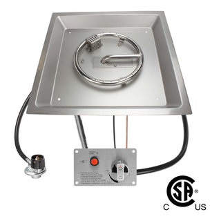17" Square CSA Certified Fire Pit Burner Kit, Stainless Steel, Propane ...