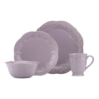 French Perle Violet Dinnerware 4 Piece Plate Set - Contemporary ...
