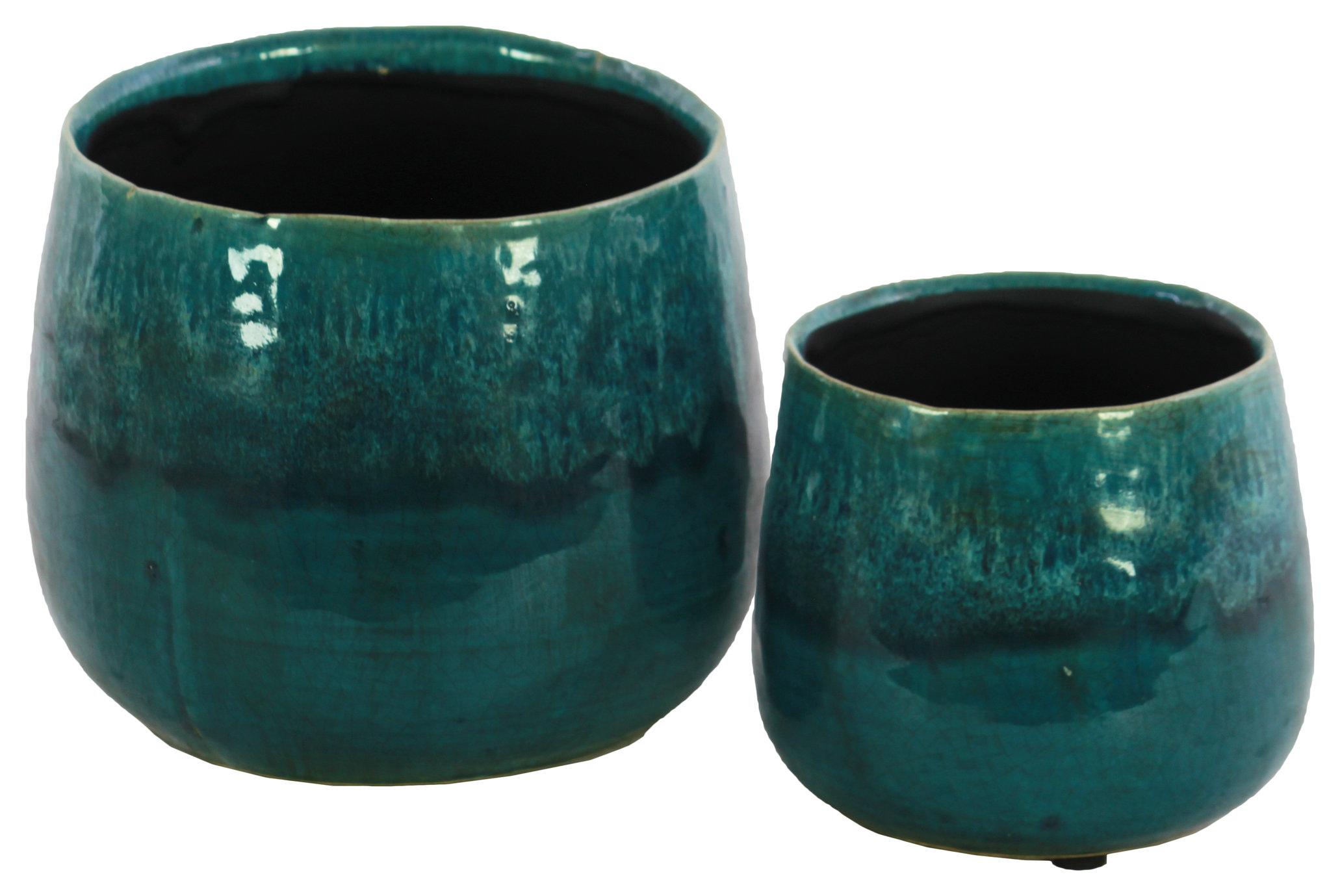 Urban Trends Ceramic Set Of Two Bellied Round Vase With Blue Finish ...