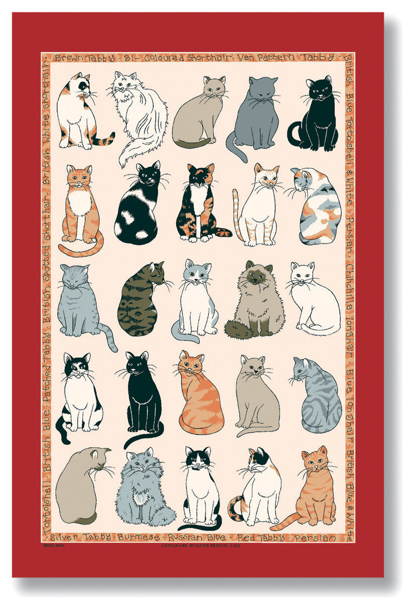 Cats Galore Linen Tea Towel - Transitional - Dish Towels - by Ulster ...
