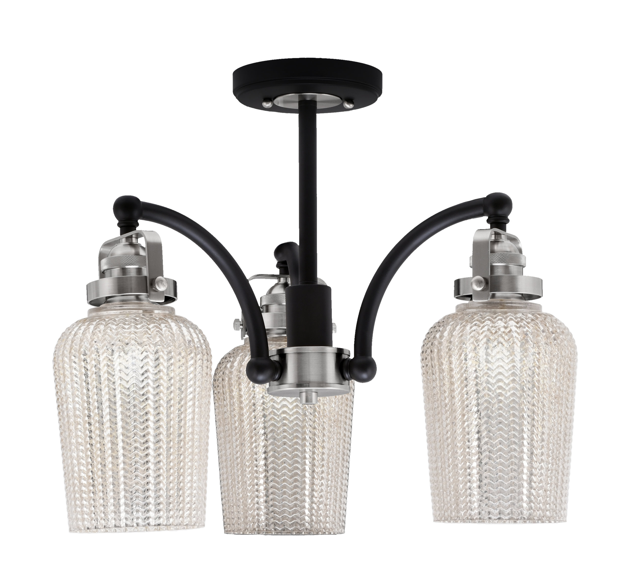Easton 3 Light Semi-Flush In Matte Black & Brushed Nickel, 5" Silver ...