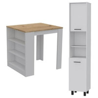 Home Square 2-Piece Set with Kitchen Island and 78" Pantry Cabinet ...