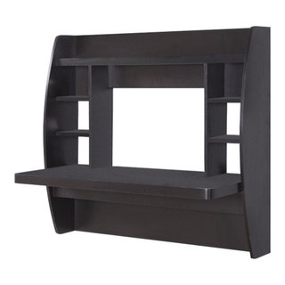 Modish Hanging Wooden Wall Desk, Brown - Transitional - Desks And ...