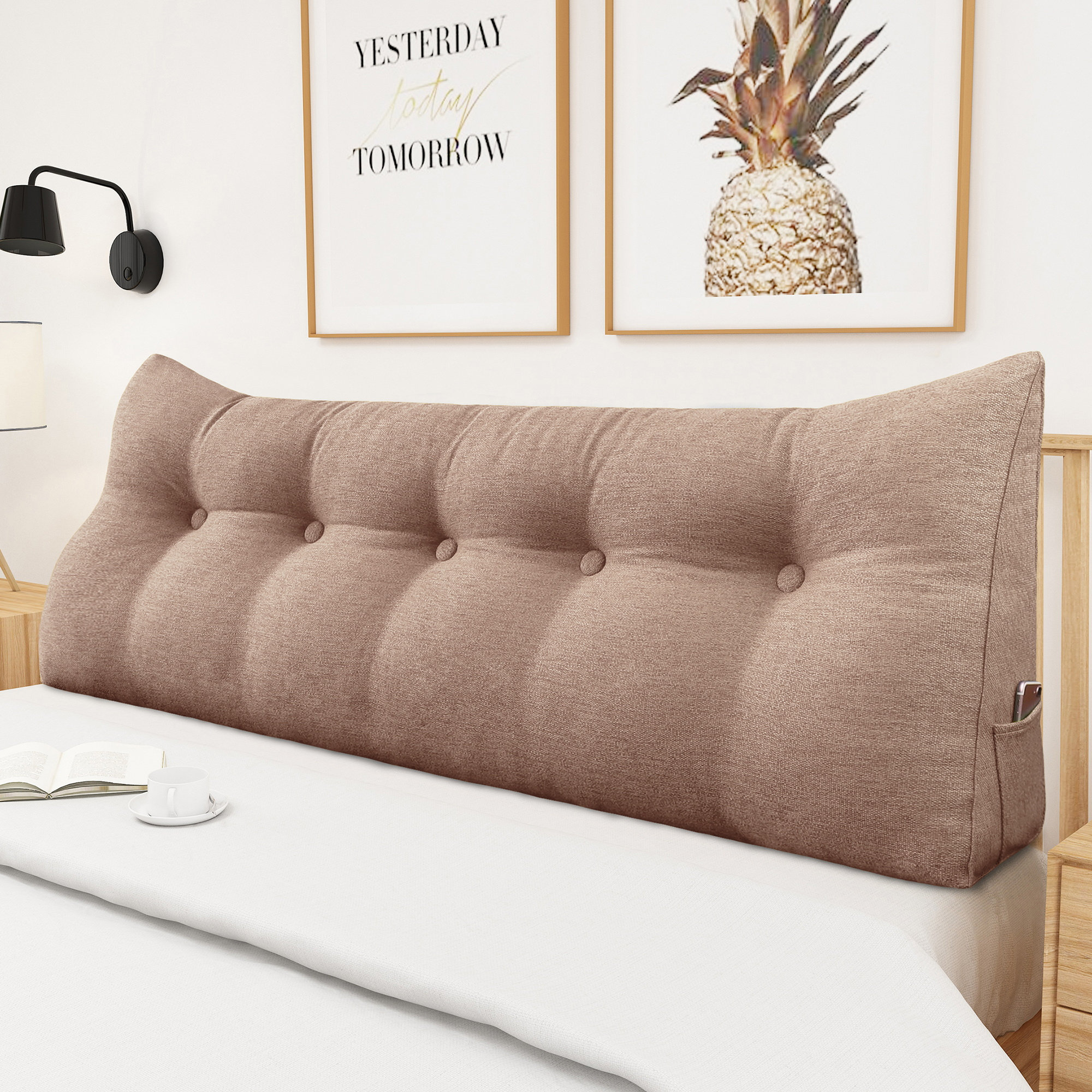 Button Tufted Body Positioning Pillow Headboard Cushion Linen Blend ...