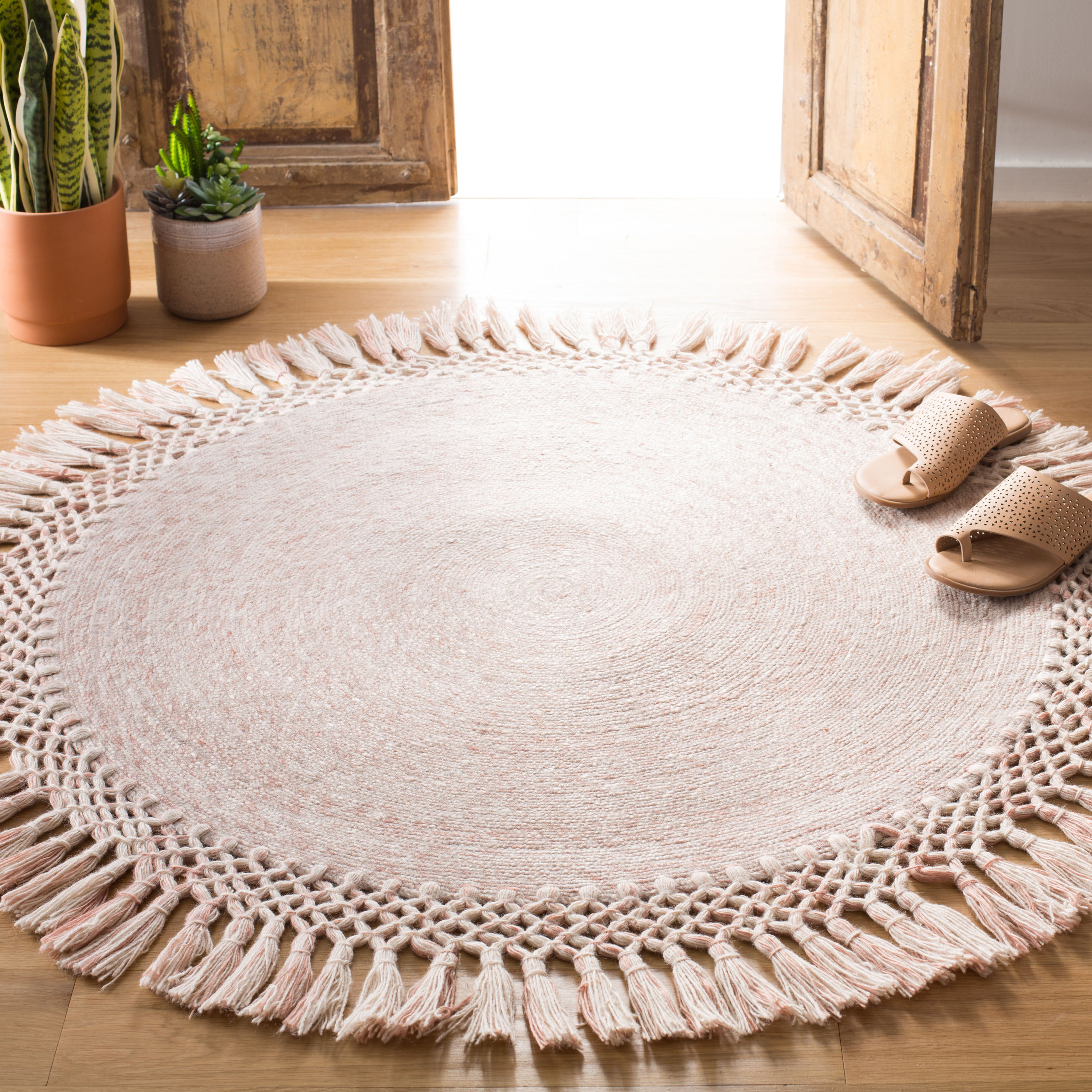 Safavieh Sahara Sah490U Rug, Pink, 3'0"x3'0" Round - Contemporary ...