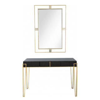 Modern Black and Gold Console Table and Mirror Set - Contemporary ...