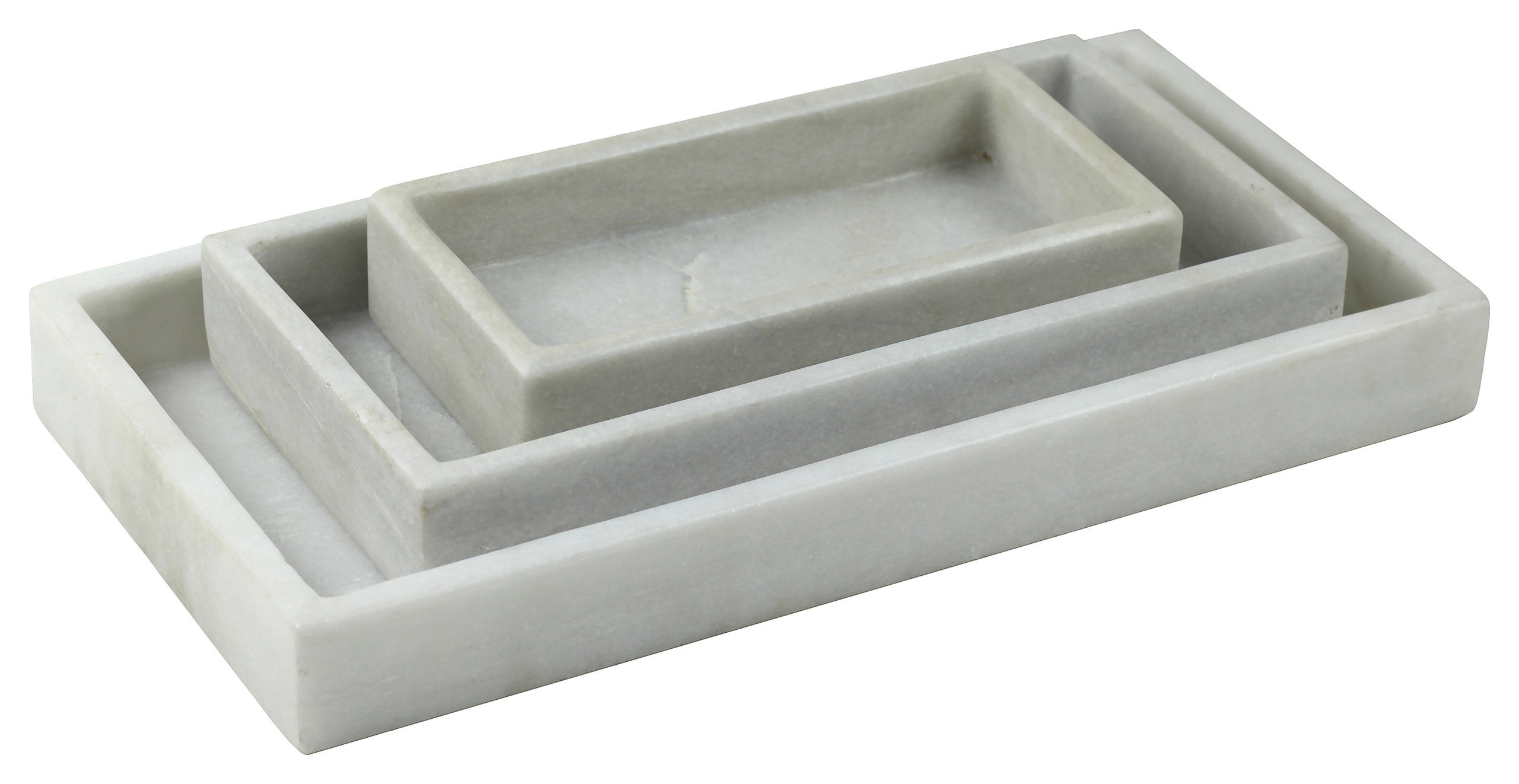 Rectangular White Marble Stacking Trays - Traditional - Serving Trays ...