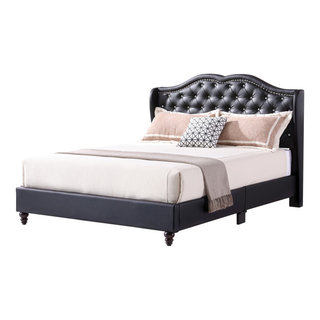 Joy Jeweled Dark Gray Tufted King Panel Bed - Traditional - Panel Beds ...