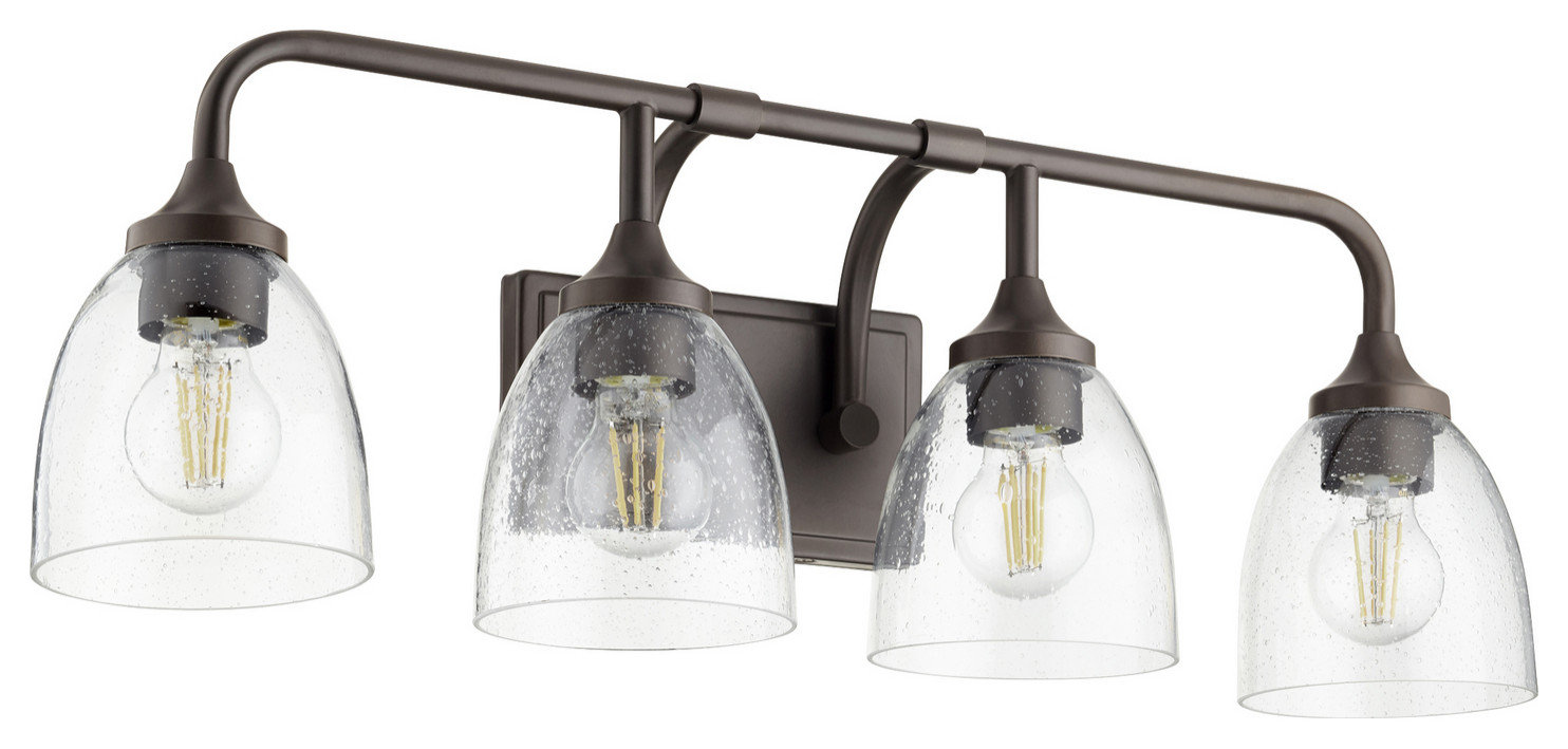 Quorum Enclave 4-Light 9" Bathroom Vanity Light in Oiled Bronze with ...