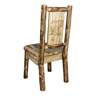 Glacier Country Collection Side Chair With Laser Engraved Bear Design ...