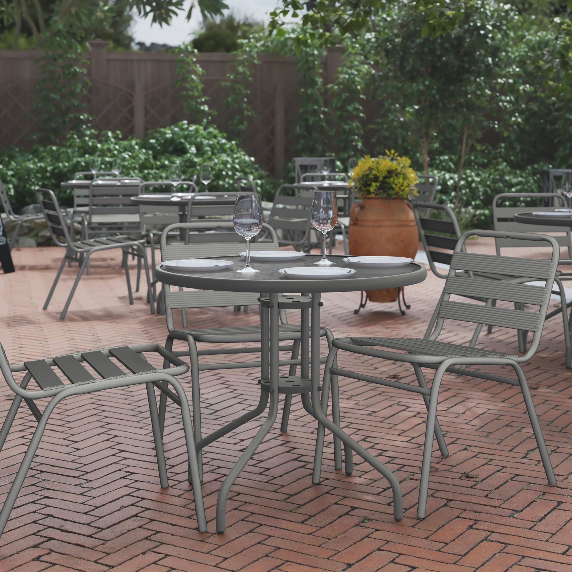 31.5RD Silver Patio Table - Transitional - Outdoor Dining Tables - by ...