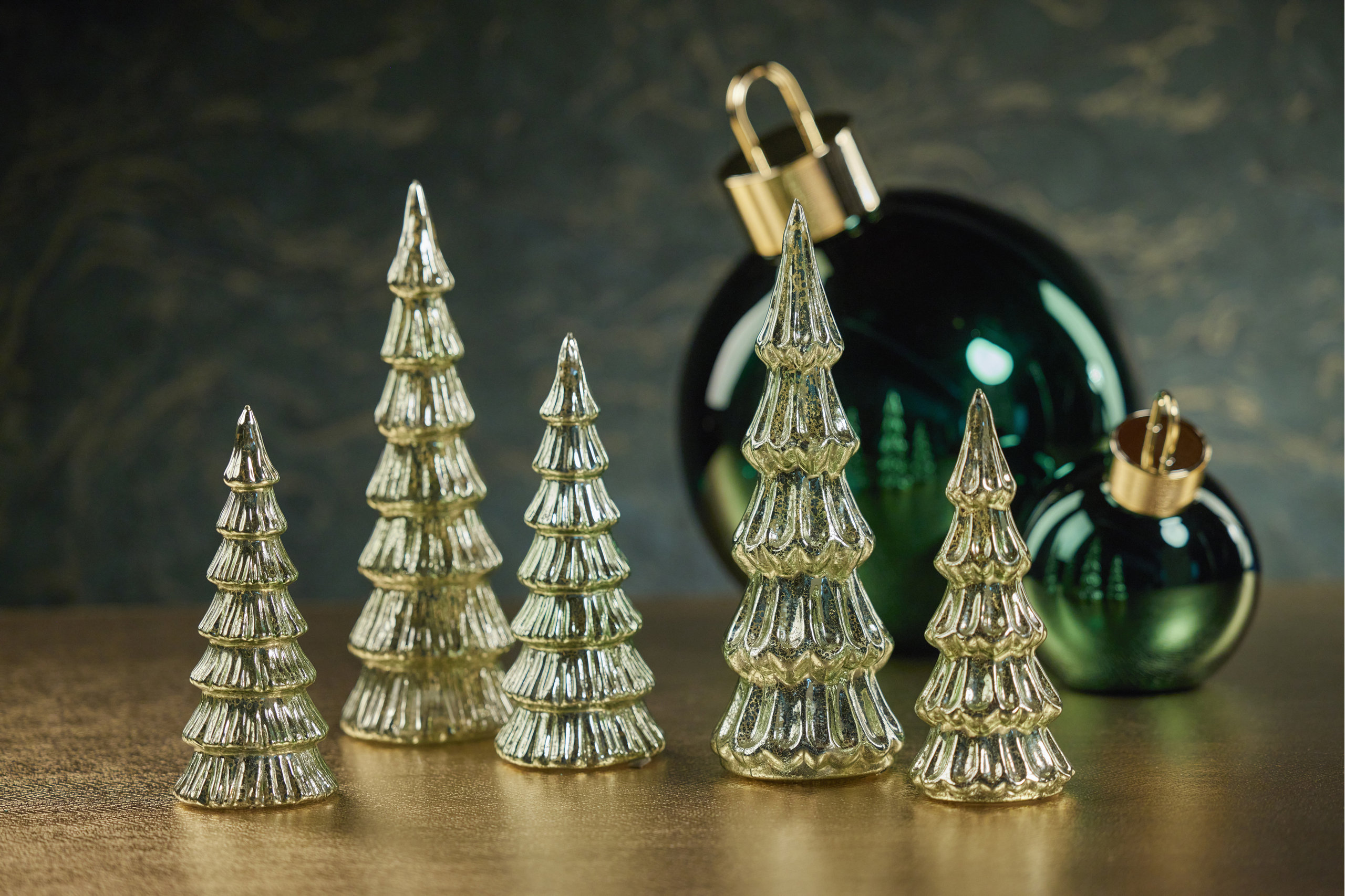 Marron Vintage Light Green LED Glass Tabletop Trees, Set of 2, 12 ...