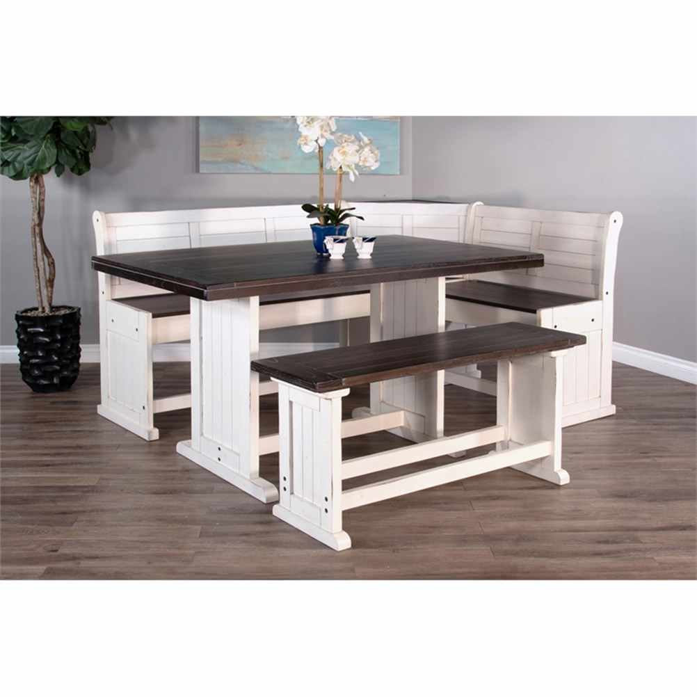 Pemberly Row Counter Height Breakfast Nook Set in White and Brown ...