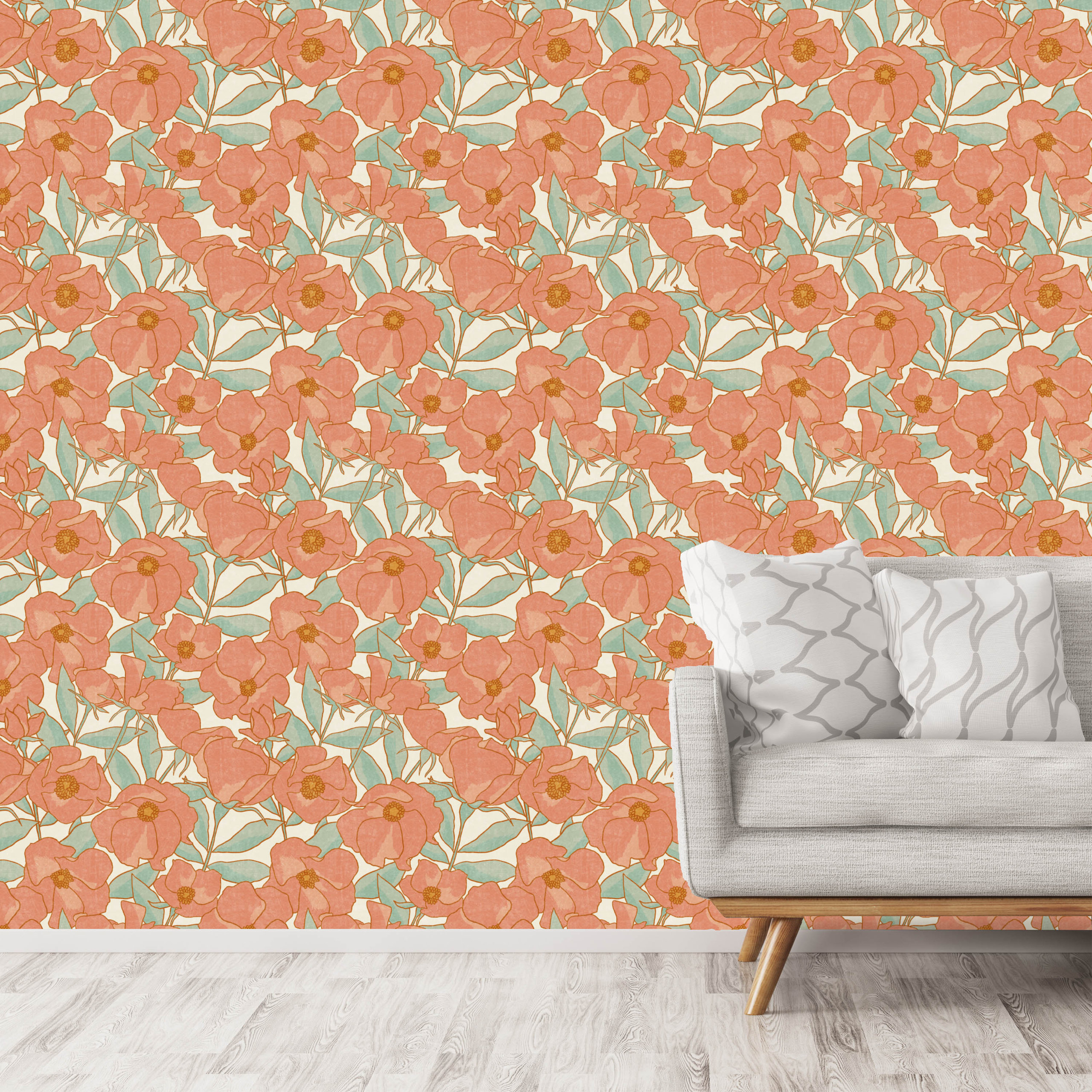 Carolina Pink and Green Wallpaper, 24"x144" - Contemporary - Wallpaper ...